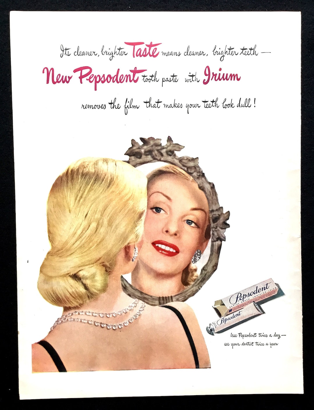 1946 Pepsodent Toothpaste Vintage Ad, Advertising Art, 1940's Fashion ...