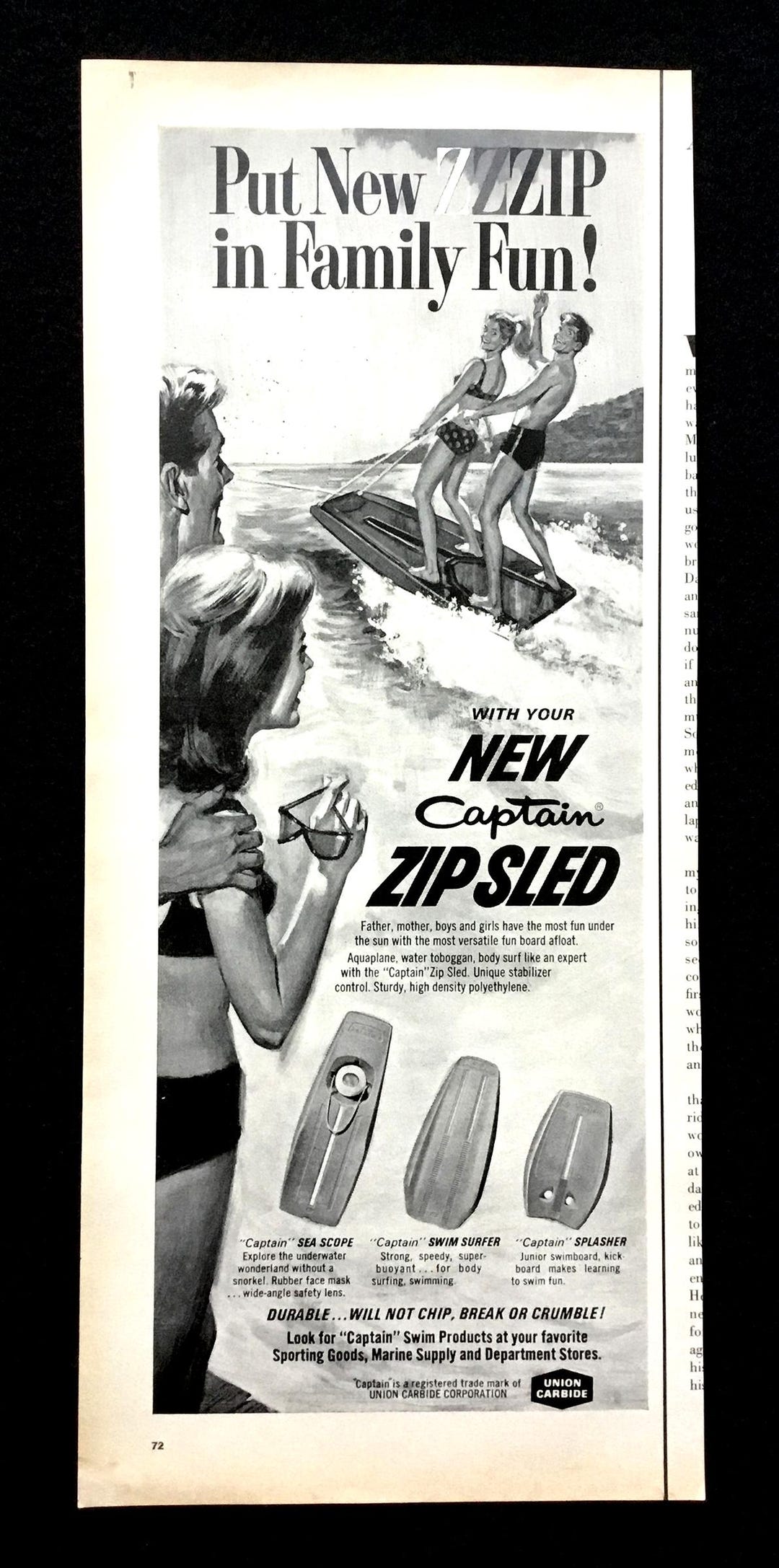 1950's Captain Zip Sled Vintage Magazine Ad, Advertising Art, Great to ...