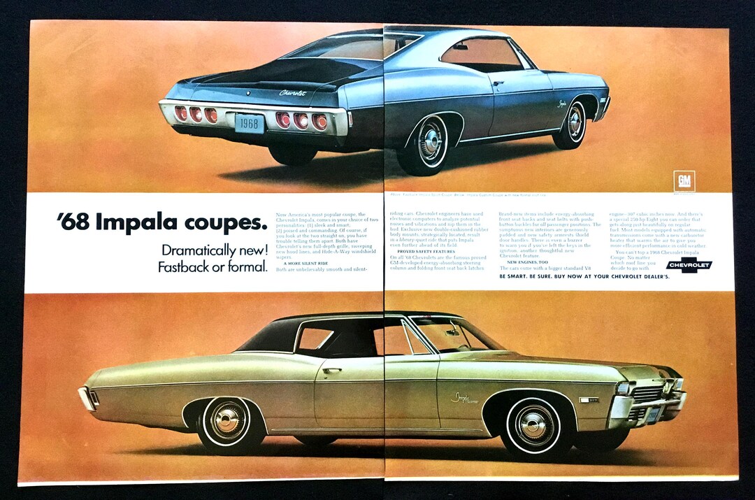 1968 Chevrolet Impala Coupe Vintage Ad, Advertising Art, Magazine Ad ...