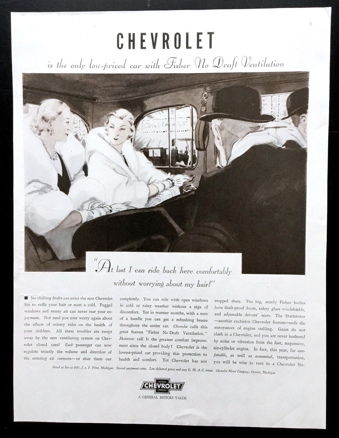 1933 Chevrolet Vintage Ad, Advertising Art, Depression Era, Magazine Ad ...