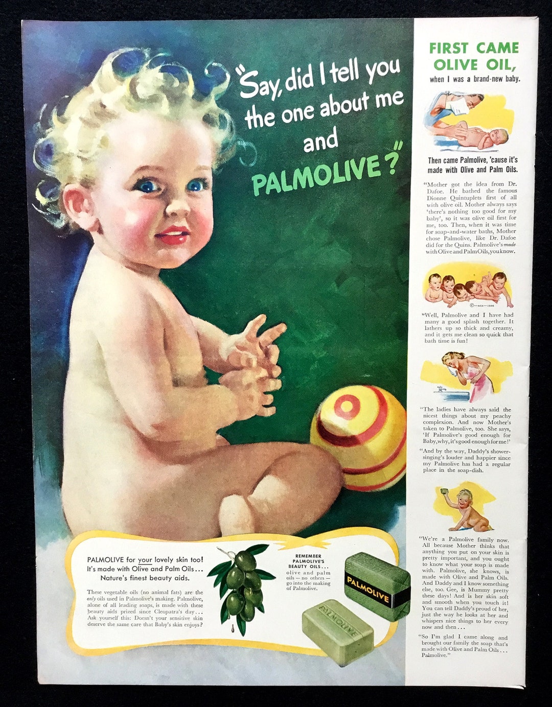 1942 Palmolive Soap Vintage Ad, Advertising Art, Magazine Ad, Baby ...