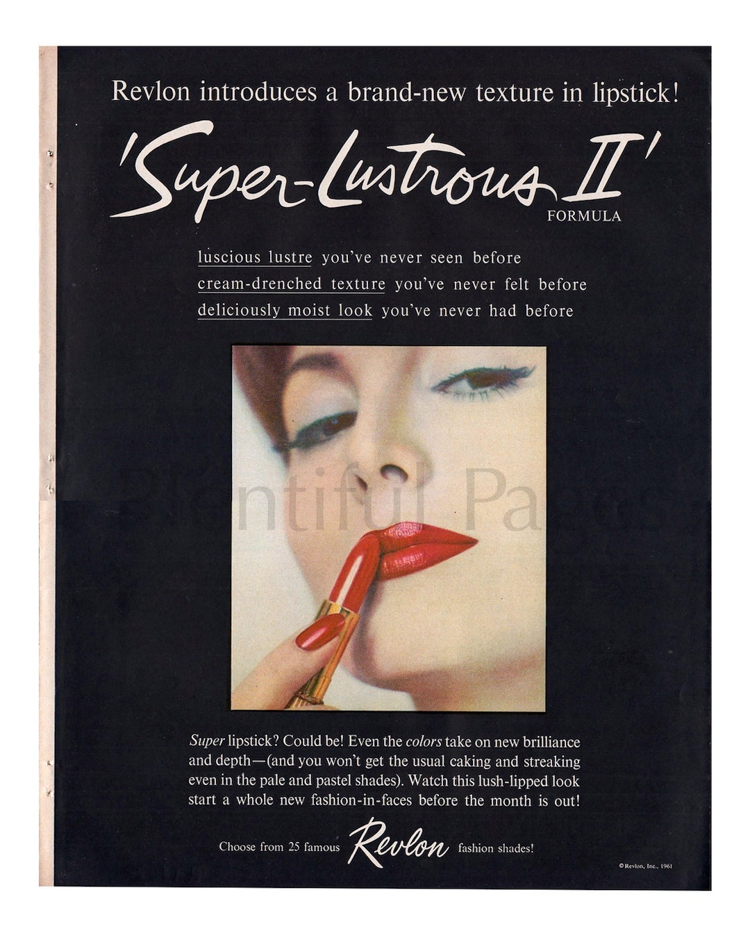 1962 Revlon Lipstick Vintage Ad, super-lustrous Ii, Advertising Art ...