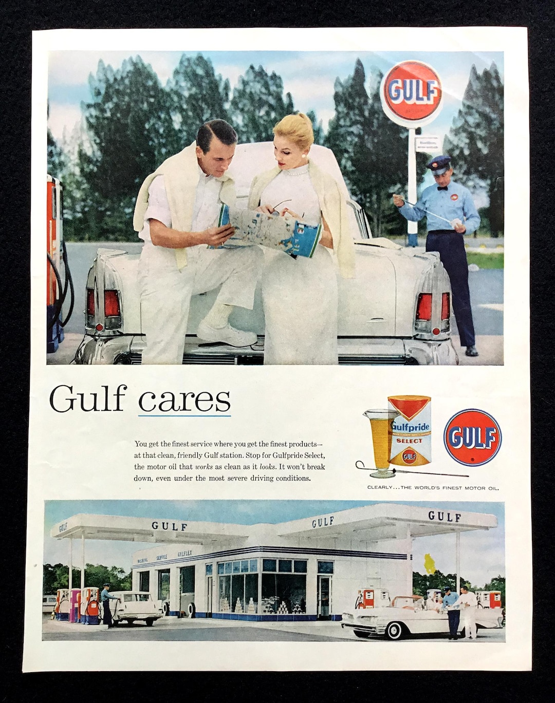 1960s Gulf Motor Oil Ad, Vintage Magazine Print - Etsy