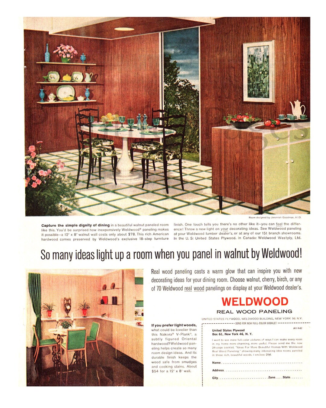 1962 Weldwood Wood Paneling Ad, Mid Century Modern Decor - Etsy