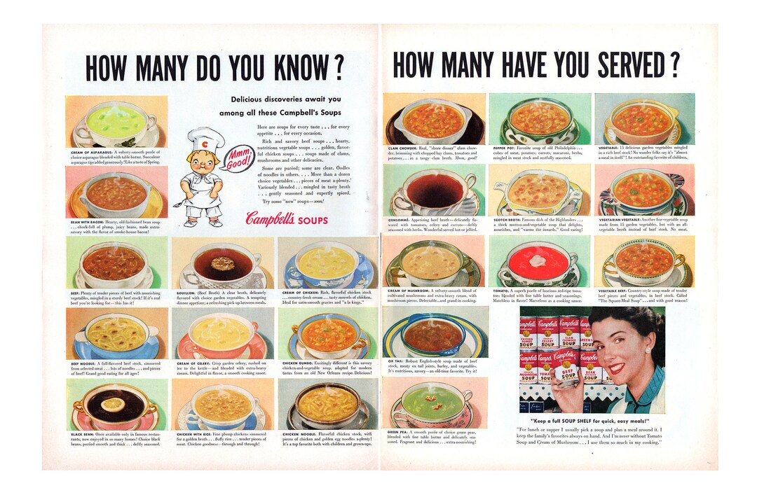1954 Campbell's Soup Vintage Magazine Ad, Tomato Soup Art - Etsy