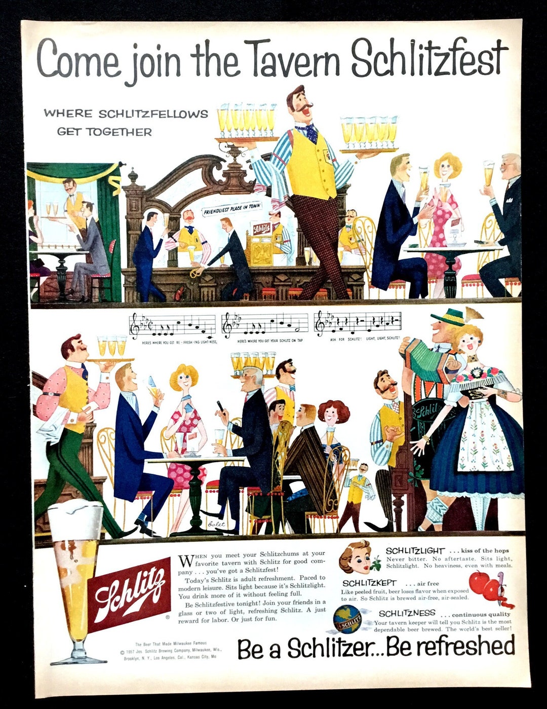 1957 Schlitz Beer Vintage Ad, Advertising Art, Magazine Ad, Retro Ad ...