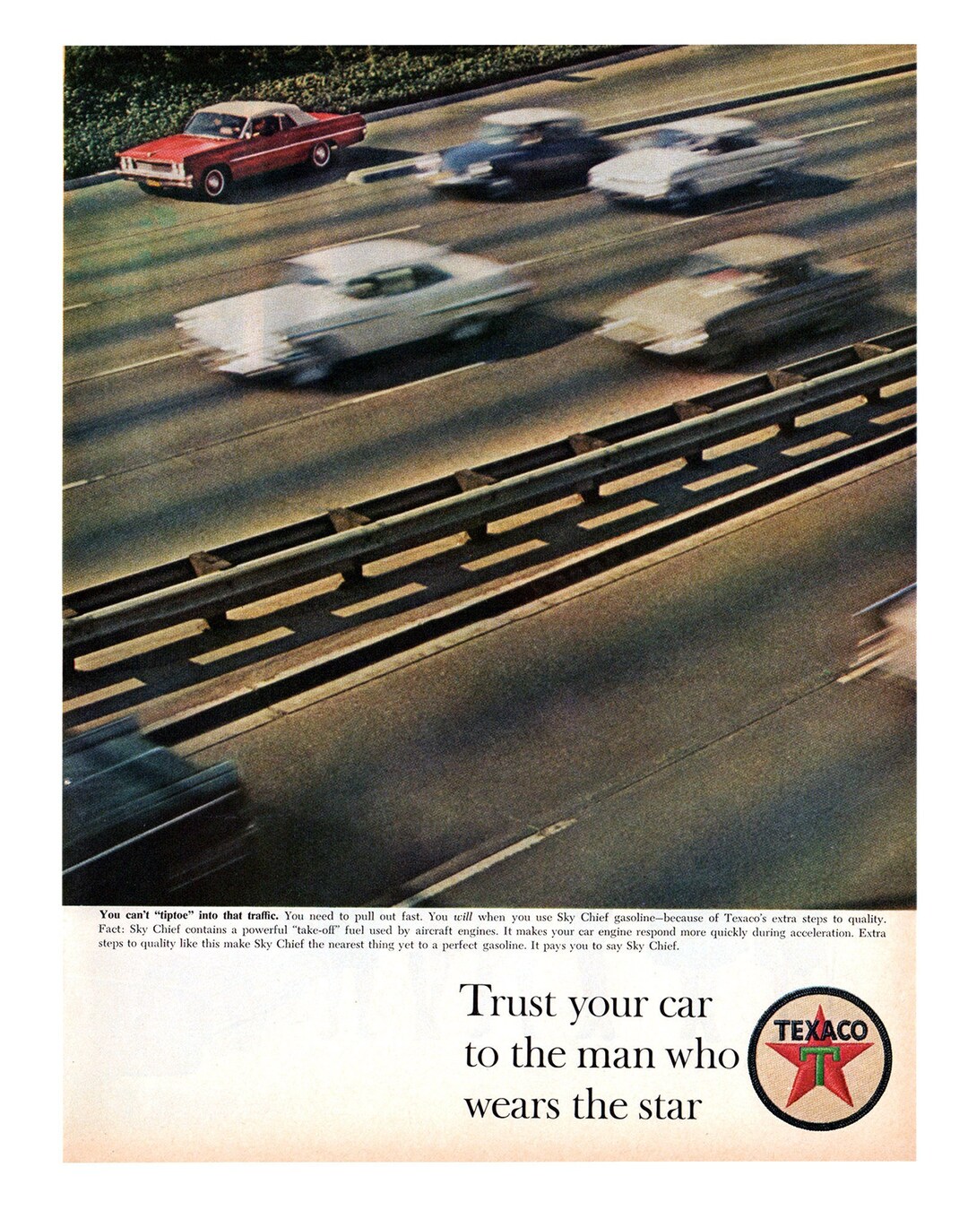1954 Texaco Ad, Sky Chief Gas, Vintage Highway Art - Etsy
