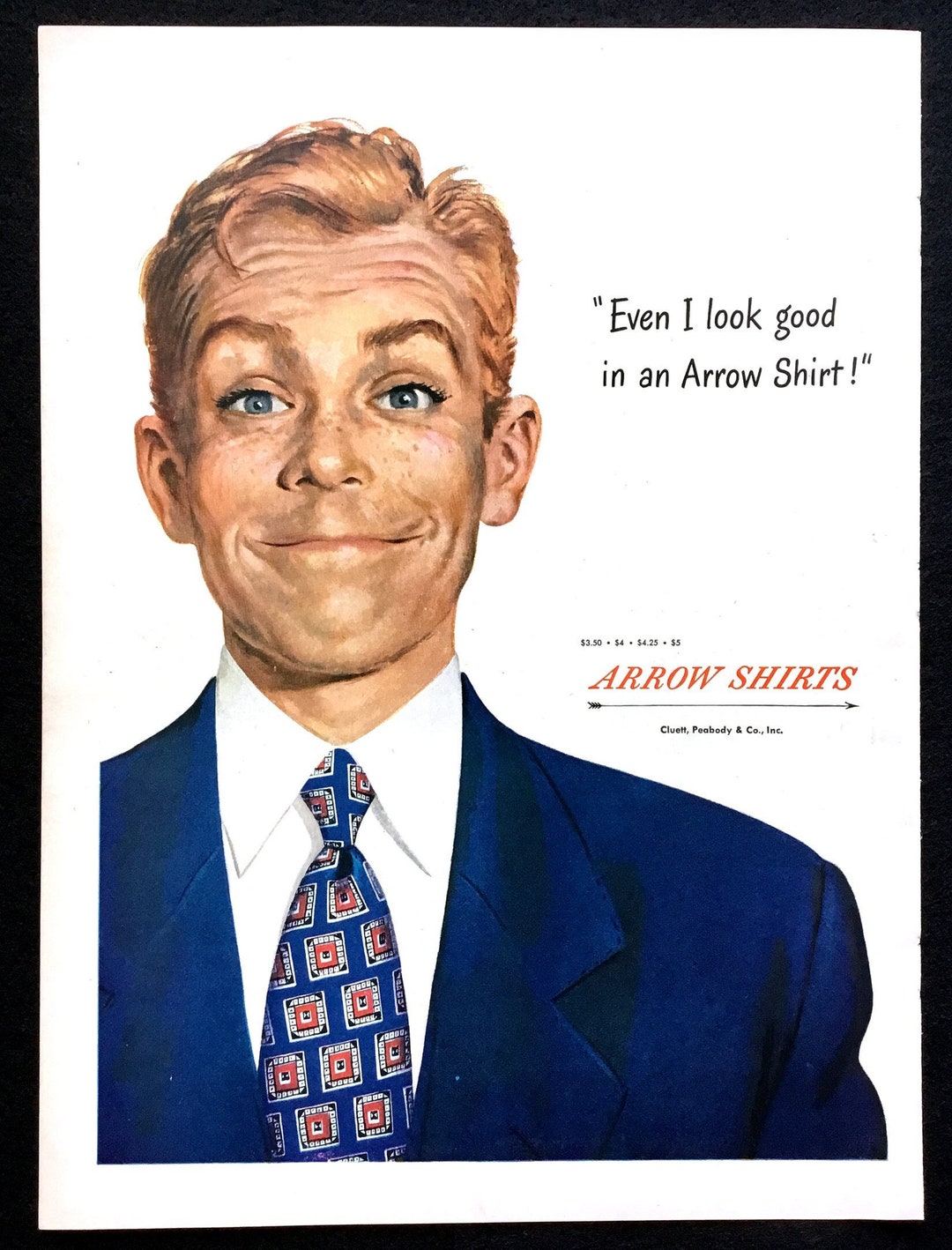 1948 Arrow Shirt Ad, Vintage Men's Fashion Magazine Print - Etsy