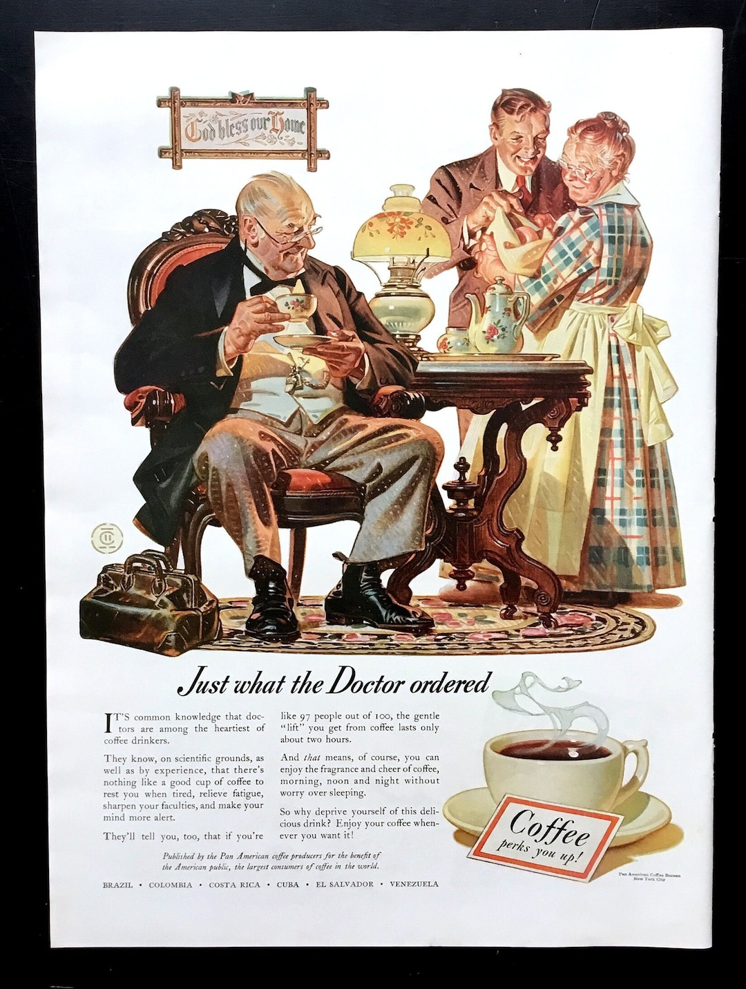 1941 Pan American Coffee Producers Vintage Ad, Advertising Art ...