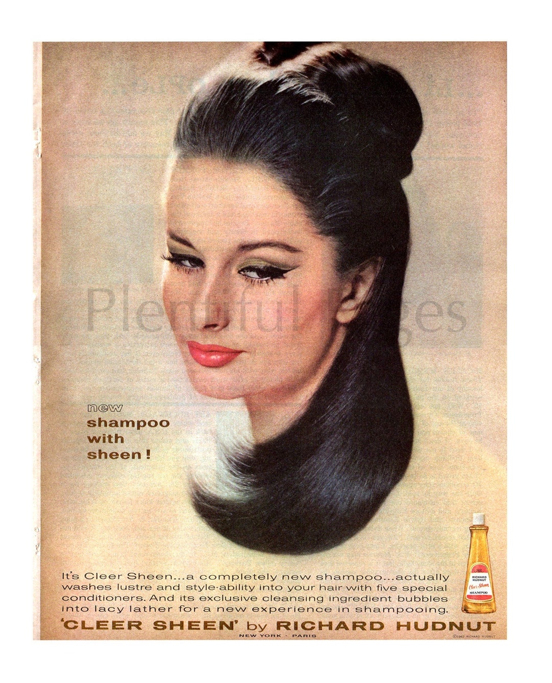 1960's Cleer Sheen Shampoo Ad, Richard Hudnut, Beauty Advertising Art ...