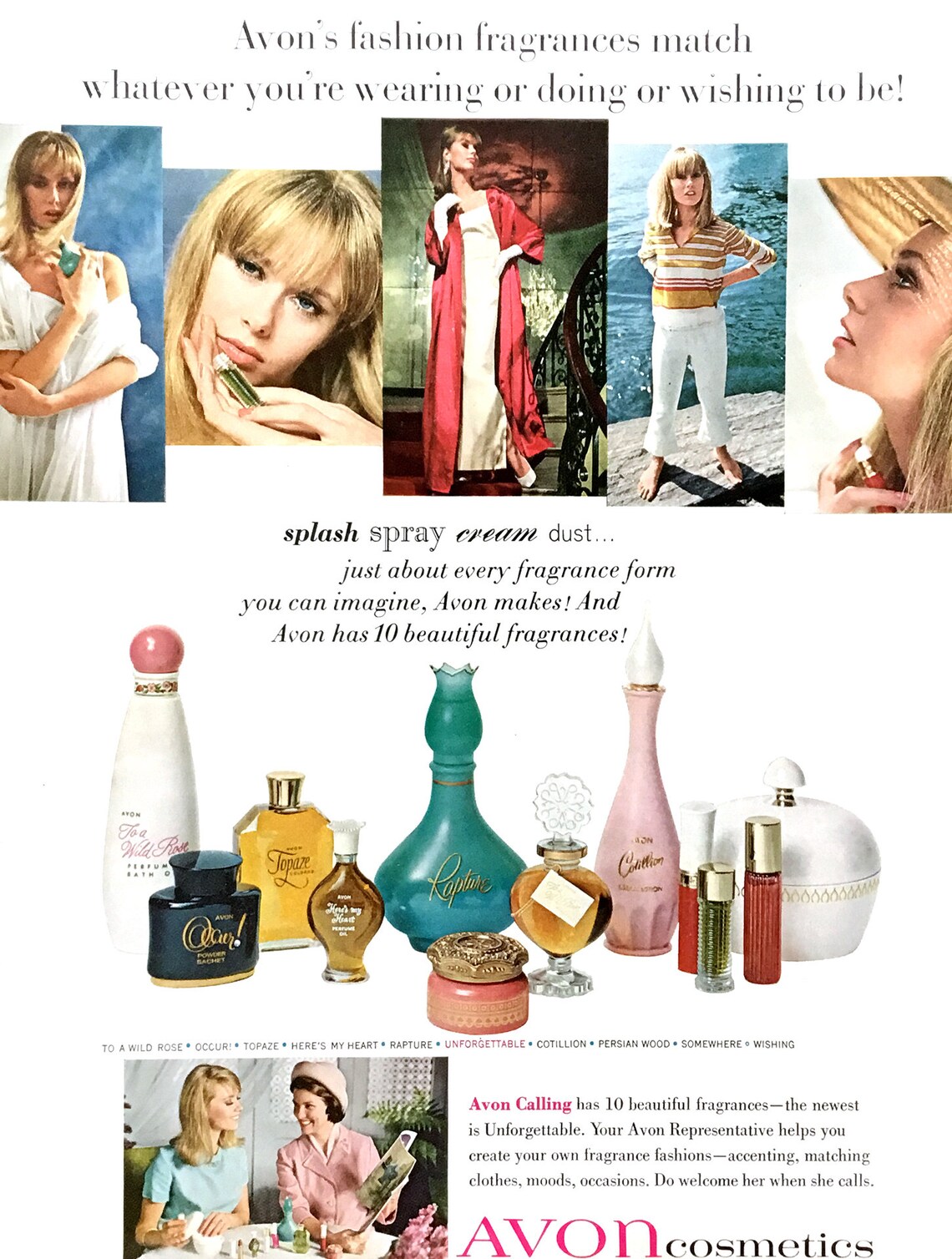 1965 Avon Cosmetics Vintage Ad, Advertising Art, Magazine Ad, Avon Lady ...