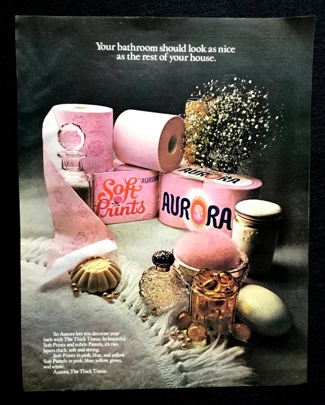 1972 Aurora Tissue Vintage Magazine Ad, Advertising Art, Toilet Paper ...