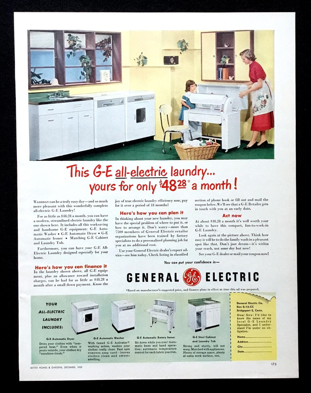 1951 GE Laundry Ad, Vintage Washer & Dryer Print - Etsy