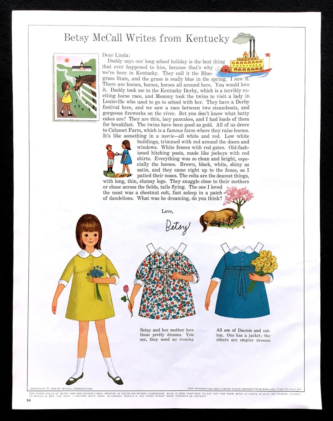 1966 Betsy Mccall Vintage Paper Doll, Advertising Art, Magazine Ad ...