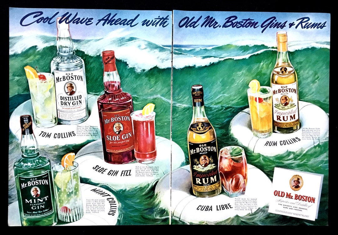 1942 Old Mr. Boston Vintage Ad, Advertising Art, Magazine Ad, Gin ...