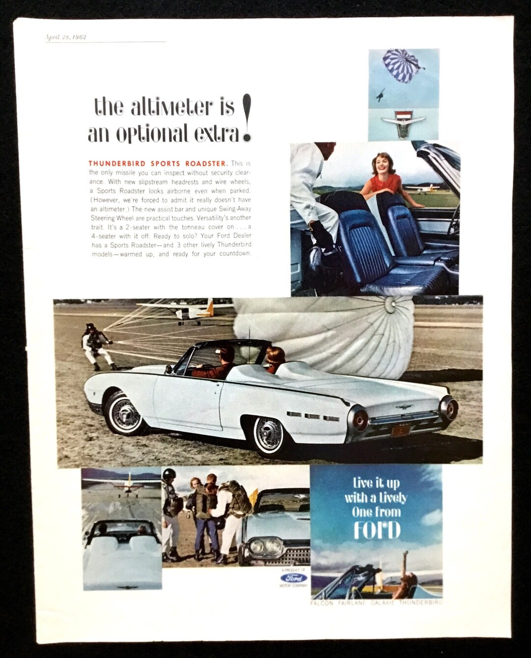 1962 Ford Vintage Ad, Advertising Art, Magazine Ad, Thunderbird, Print ...