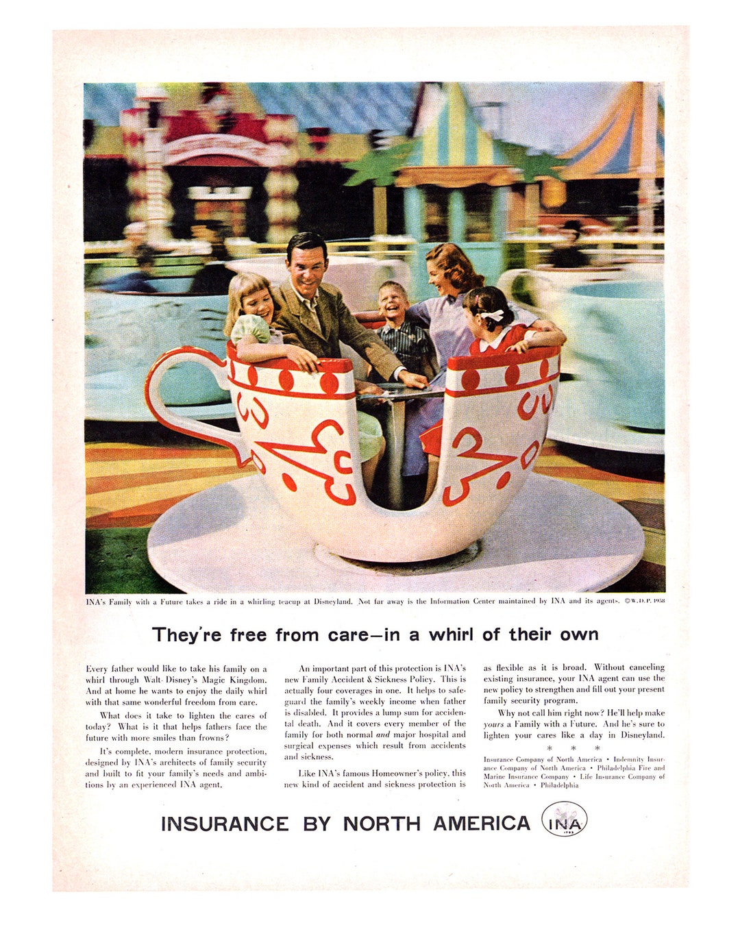 1958 Insurance by North America Vintage Ad, Advertising Art, Disneyland ...
