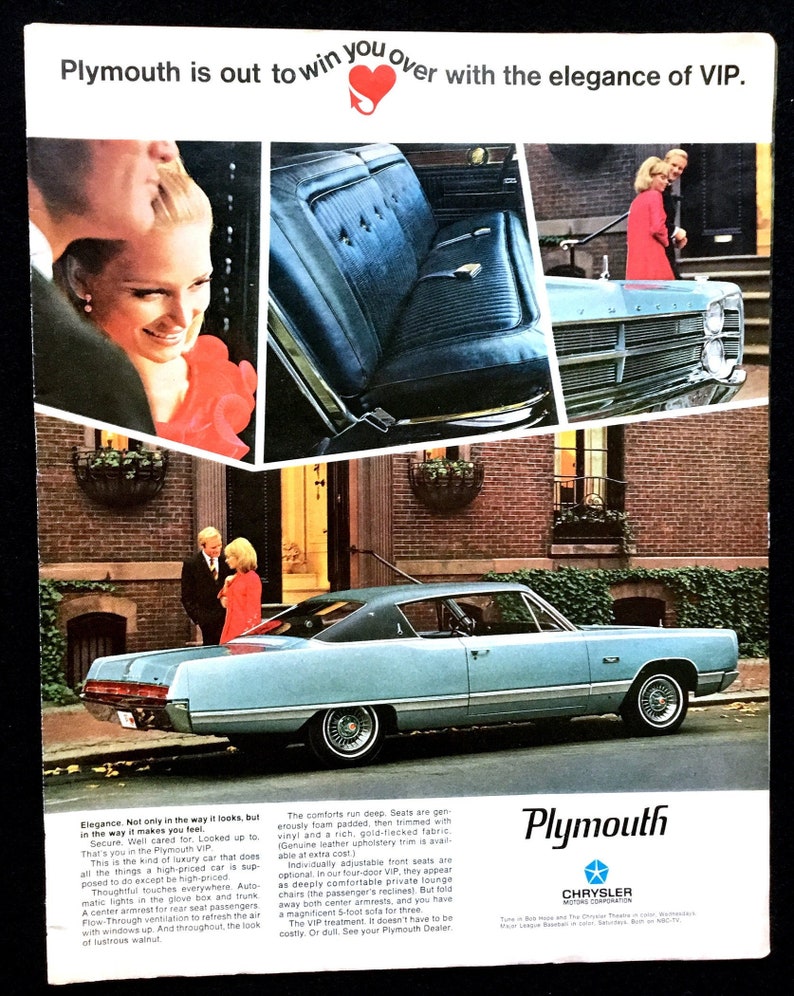 1967 Plymouth VIP Car Ad, Vintage Magazine Print - Etsy