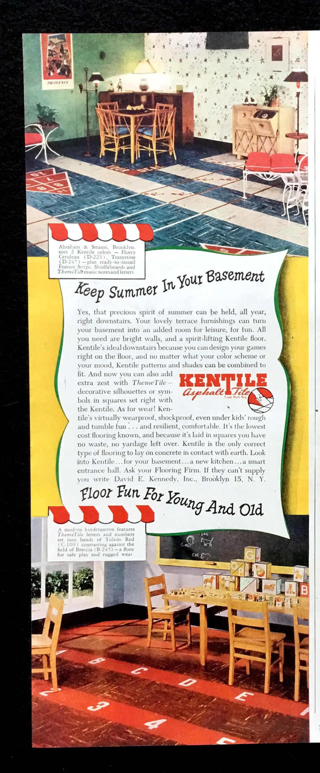 1947 Kentile Asphalt Tile Vintage Ad, Advertising Art, 1940's Decor ...