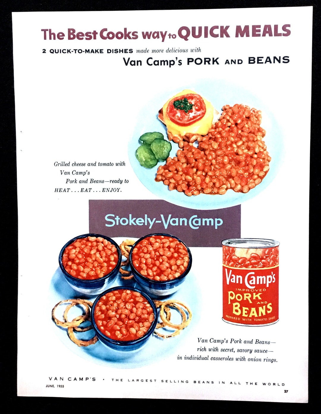 1955 Van Camp's Pork and Beans Ad, Vintage Magazine Print - Etsy