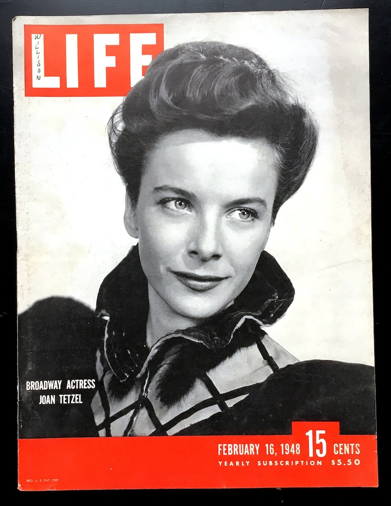 1948 Joan Tetzel Life Magazine Cover, 1940s Fashion Print Ad - Etsy