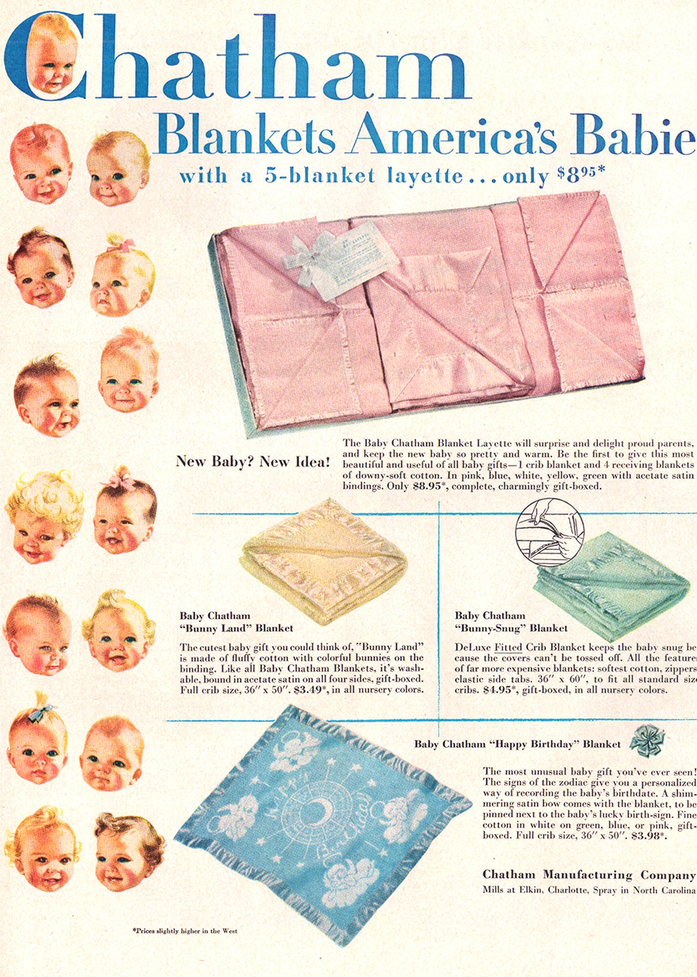 1954 Chatham Baby Blankets Vintage Ad, Advertising Art, Magazine Ad ...