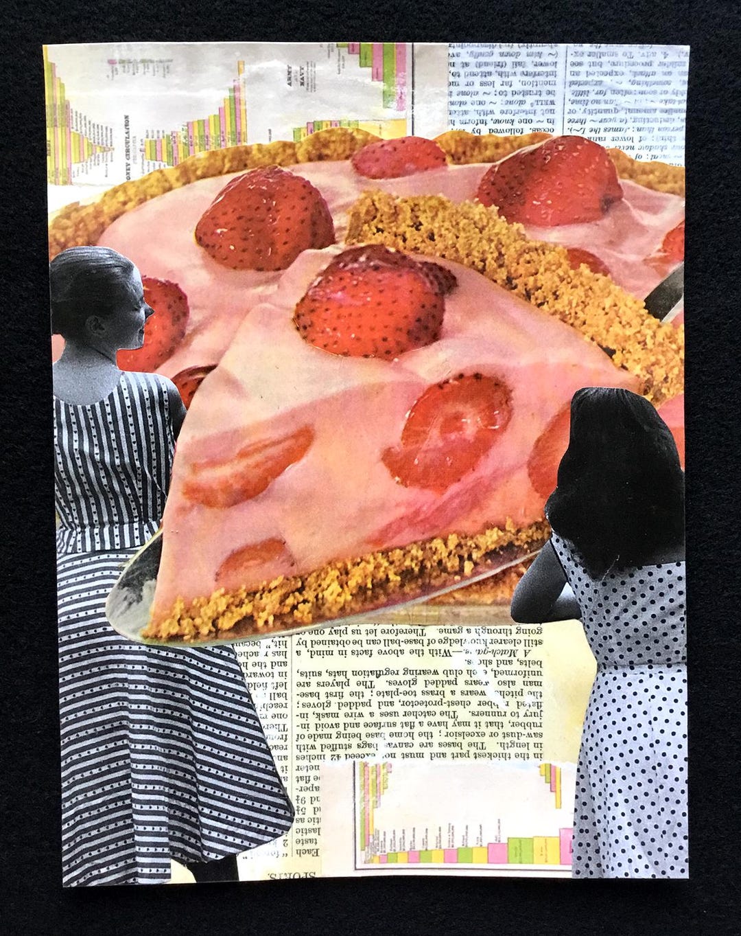 Original Collage Art, "slice of Pie", Handmade, Unframed Paper Collage ...