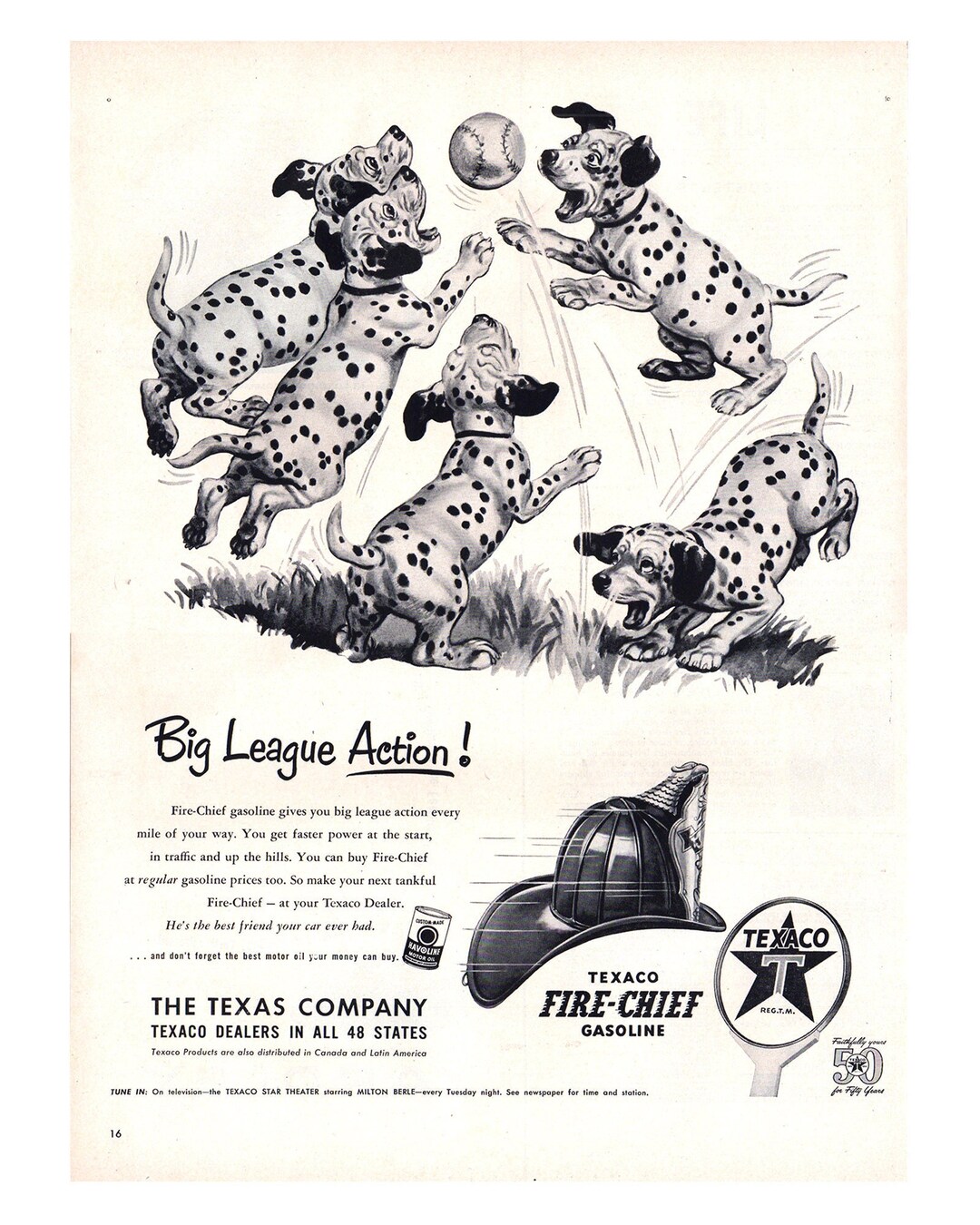 1952 Texaco Fire-chief Gasoline Vintage Ad, Advertising Art, Magazine ...