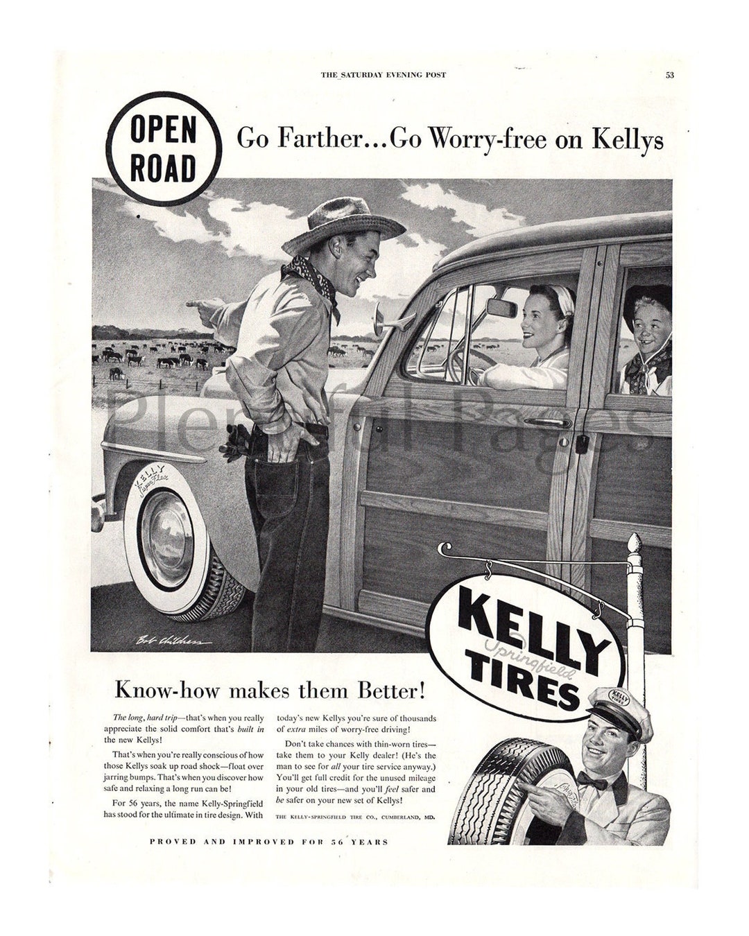1950 Kelly Tires Vintage Ad, Advertising Art, Magazine Ad, Tires, 1950 ...