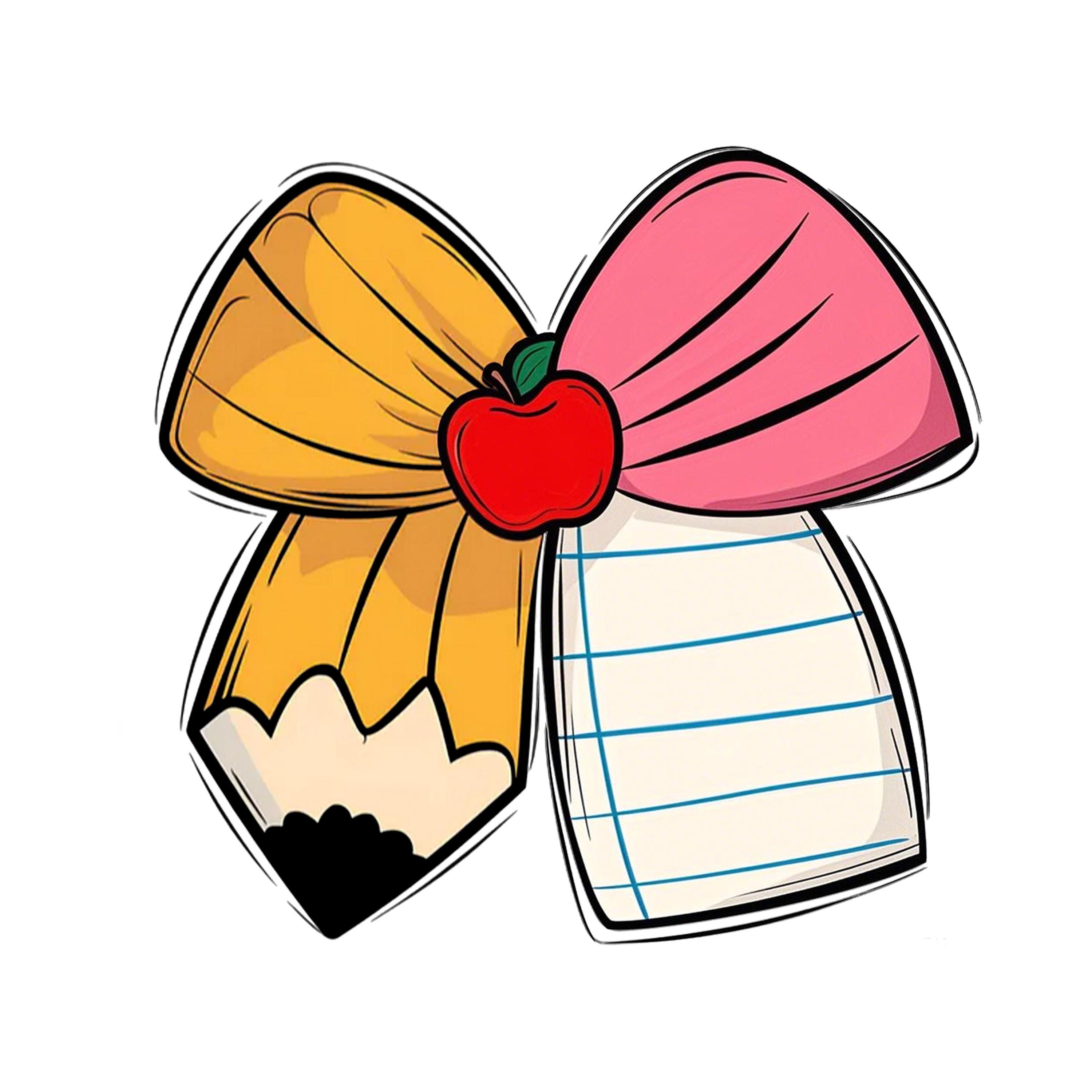Custom Text Teacher Bow PNG, Hand-drawn Doodle, School Pencil Bow Png ...