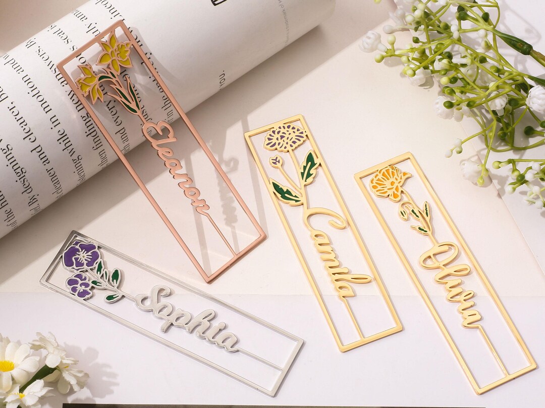 Birth Flower Name Bookmark,personalized Birthday Commemorative Gift ...