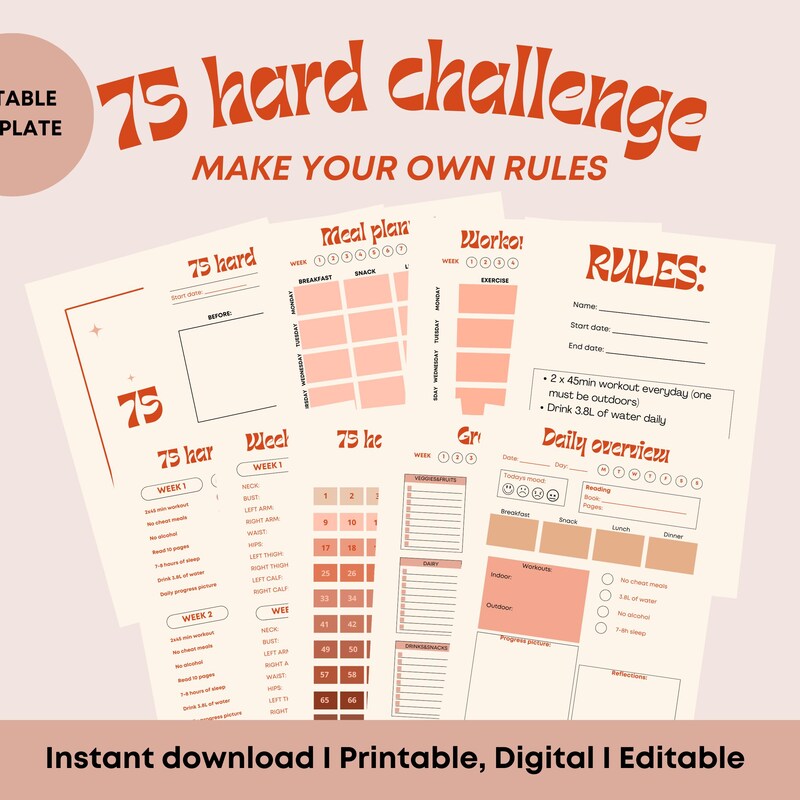 75 Hard Printable - Etsy