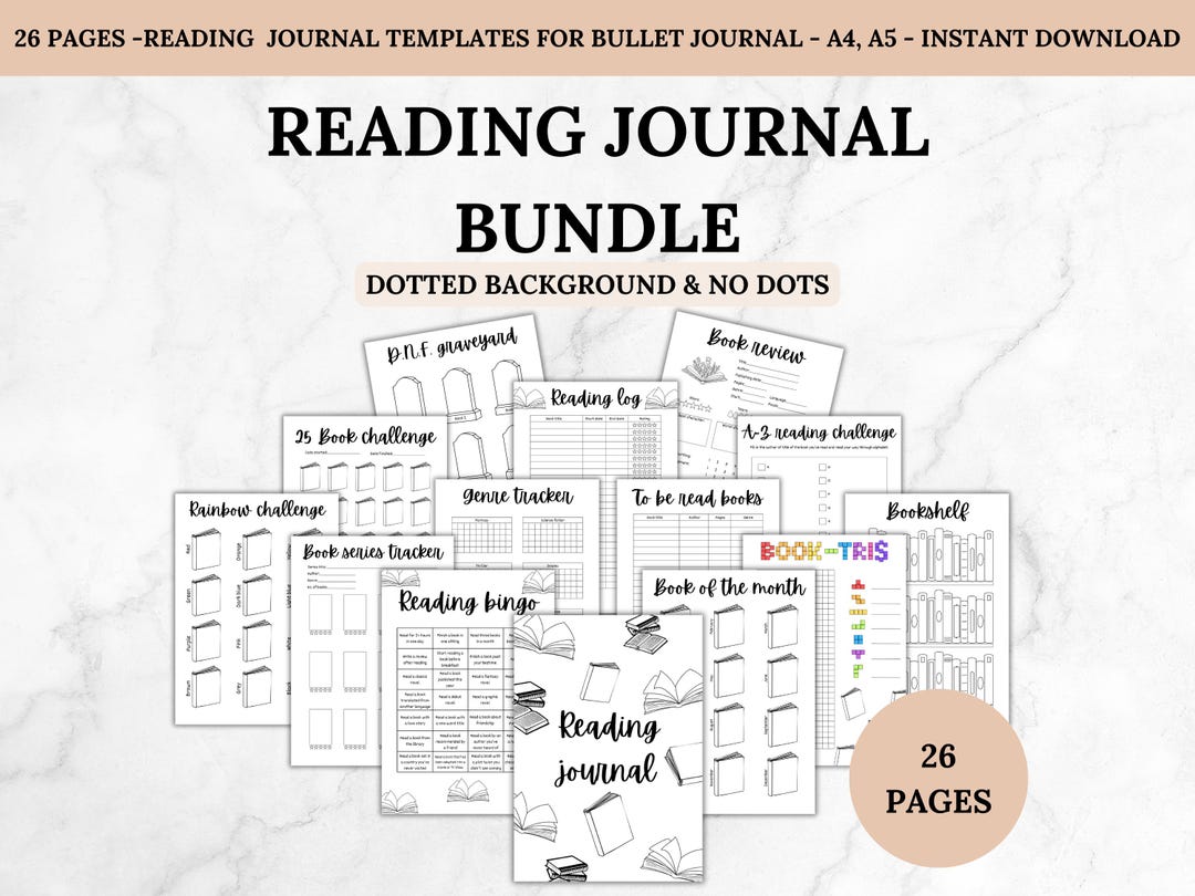 Reading Journal Bundle, Printable Journal Pages, Bujo Templates, Value ...