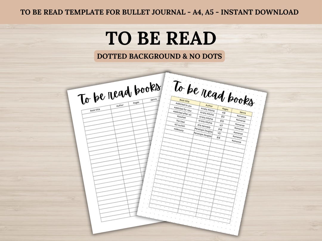 TBR List Printable: Reading Log, Book Tracker (A4, A5 PDF) - Etsy Canada