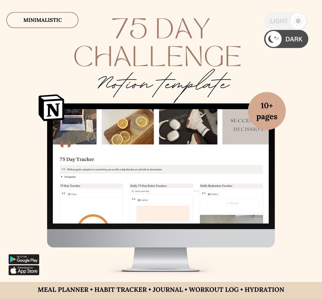 75 Day Challenge Tracker Notion Template | Editable Notion Template ...