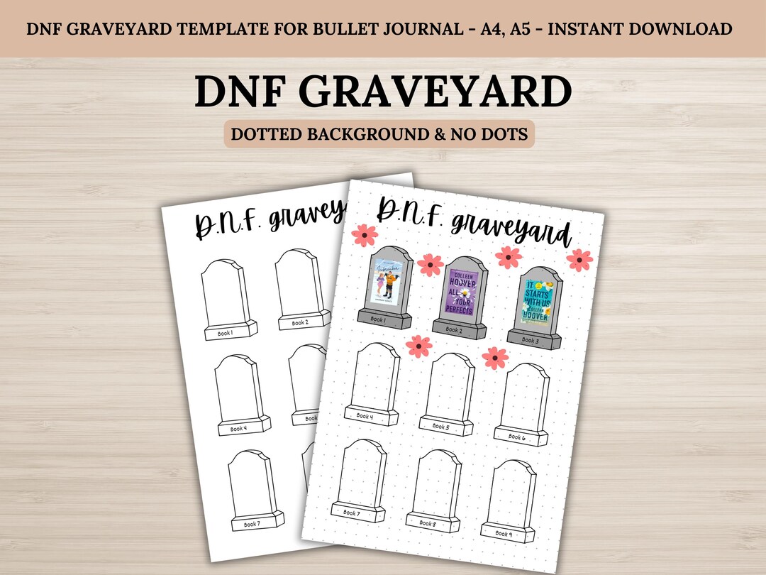 DNF Graveyard Bujo, Did Not Finish Graveyard Book Tracker, Reading Log ...