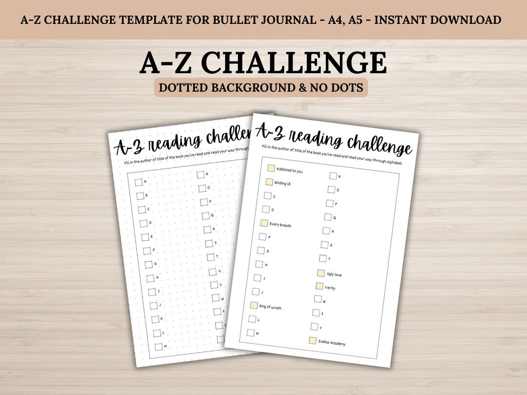 Alphabet Reading Challenge, Printable Journal Page, Reading Challenge ...