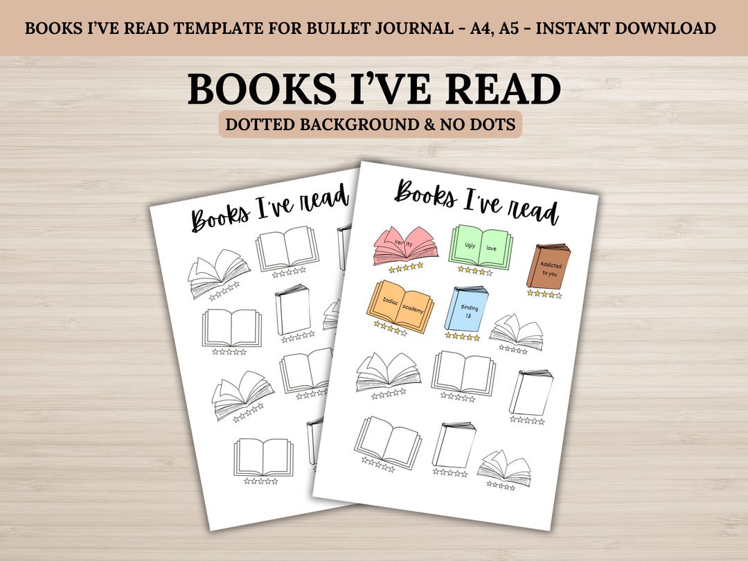 Reading Tracker Bullet Journal Template, Printable Journal Template ...