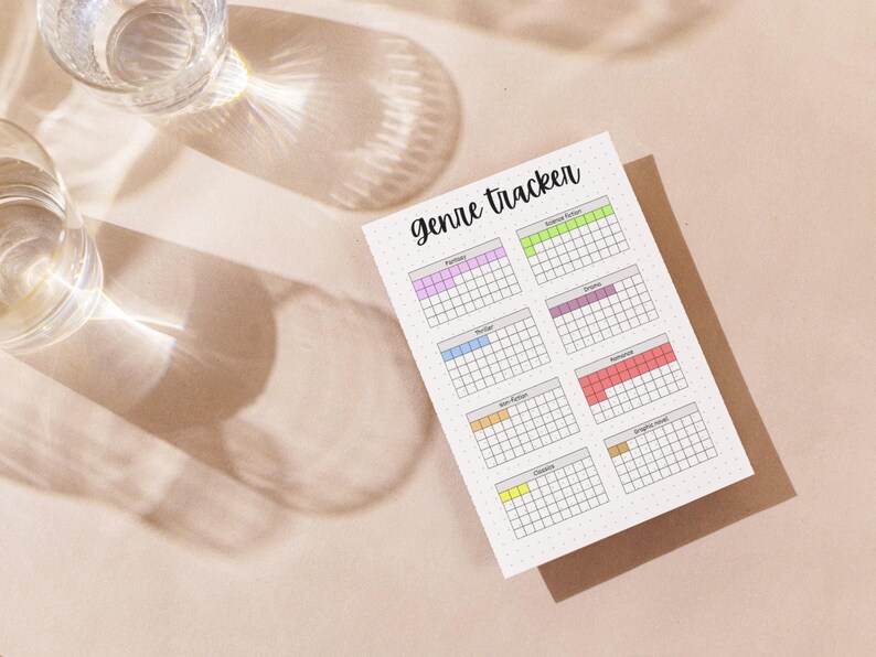 Book Genre Tracker, Printable Journal Page, A5 Bullet Journal Template ...