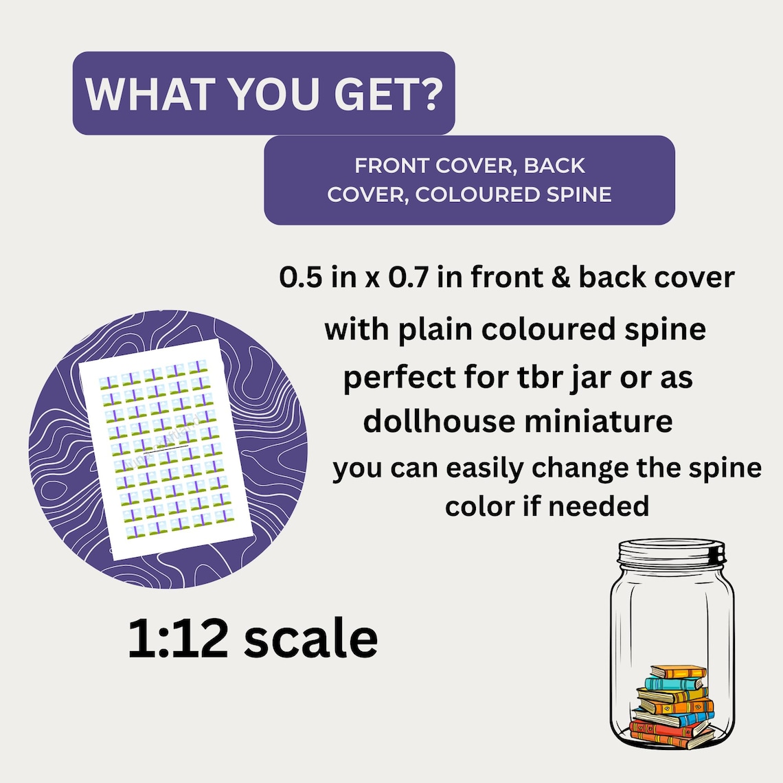 1:12 Miniature Book Cover Template | TBR Jar | Dollhouse Books | Mini ...