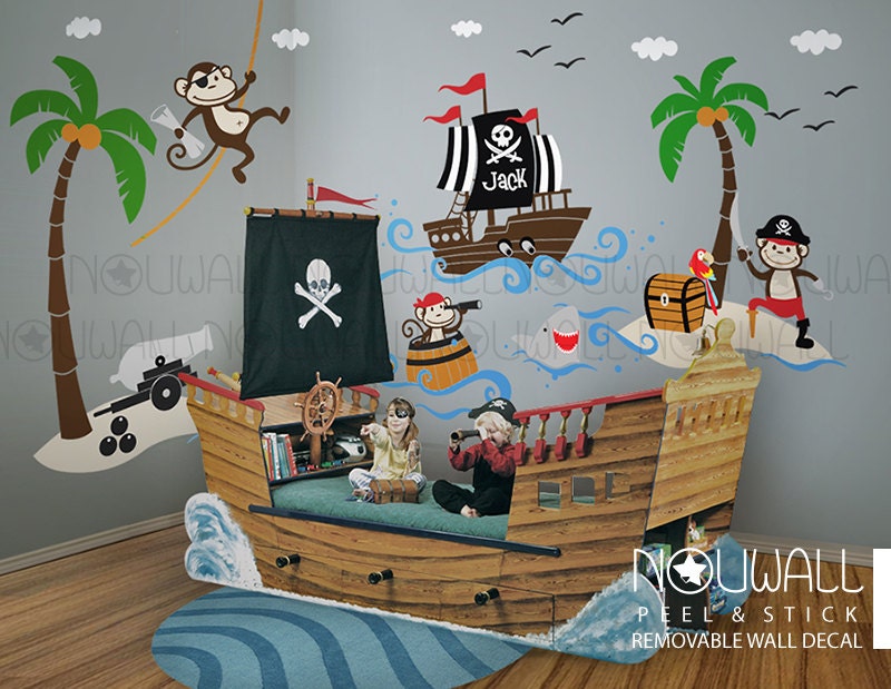 Pirates Wall Decals Ship Captain Jack Treasure Island | Etsy