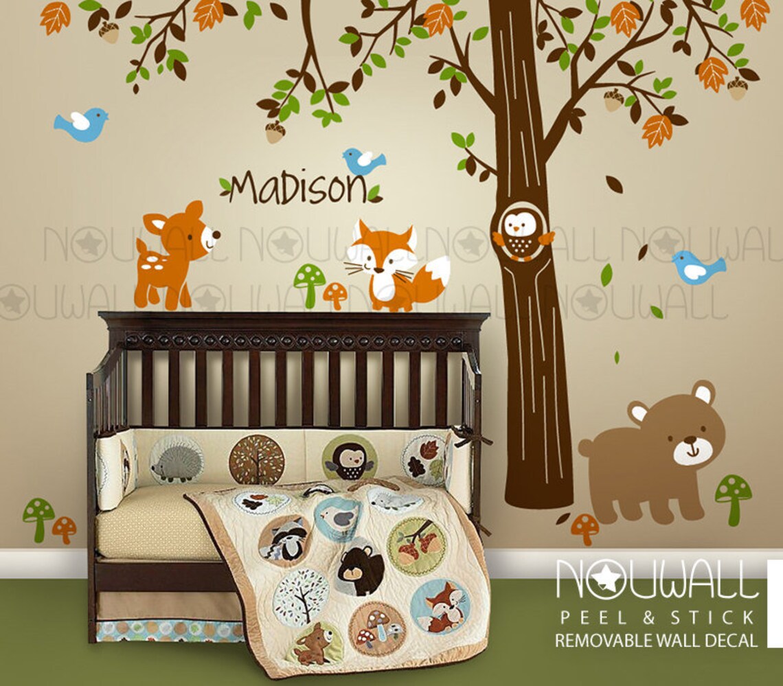 Carters Woodland Friends Tree Forest Friends With Custom Name Bear Wall ...