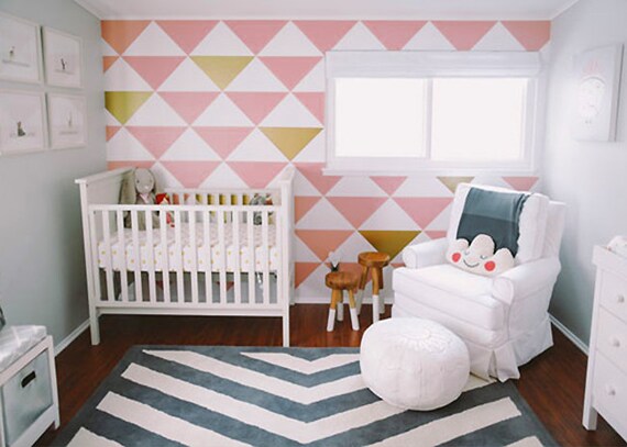 Removable Triangles Wall Pattern Wallpaper Geometric Wall | Etsy