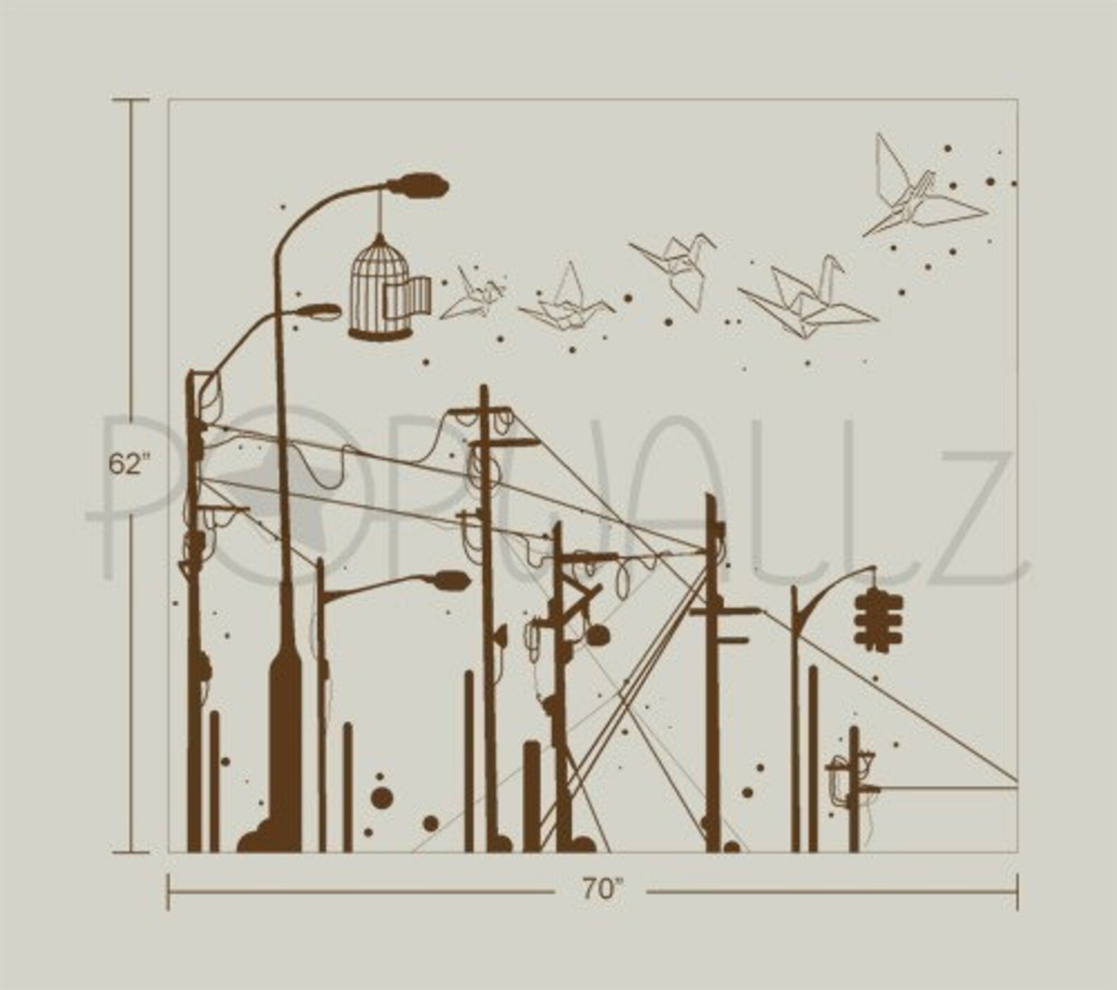 Power Poles With Escaping Origami Cranes Birds Decal Vinyl Sticker Wall ...