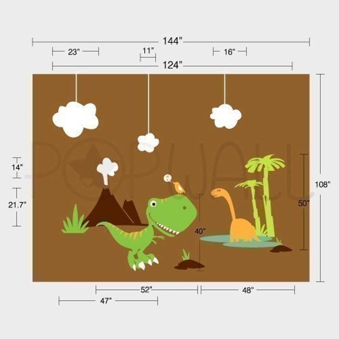 Dino Land Dinosaurs Wall Decal Children Kid Wall Decal Wall - Etsy