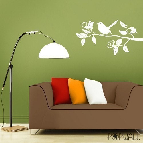 Vinyl Wall Sticker Decal Spring Branch and Flying Birds Decal | Etsy