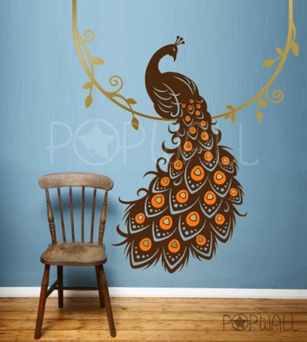 Peacock Wall Decal Animal Wall Decal Bird of Paradise Wall Decal Vinyl ...