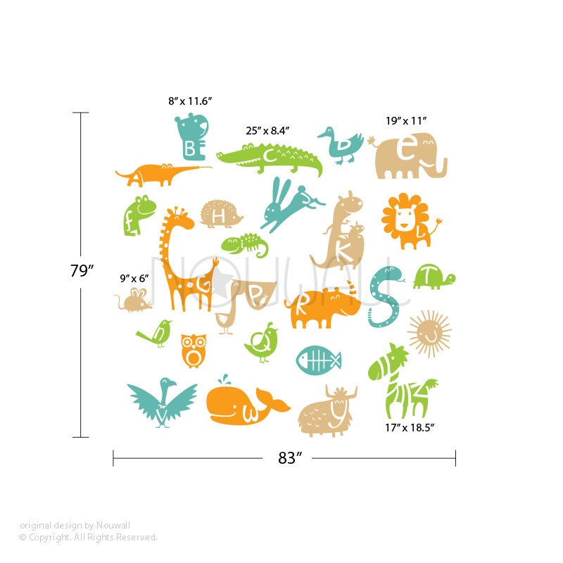 Alphabets Frieze ABC Animals for Children Playroom Baby Nursery Wall ...