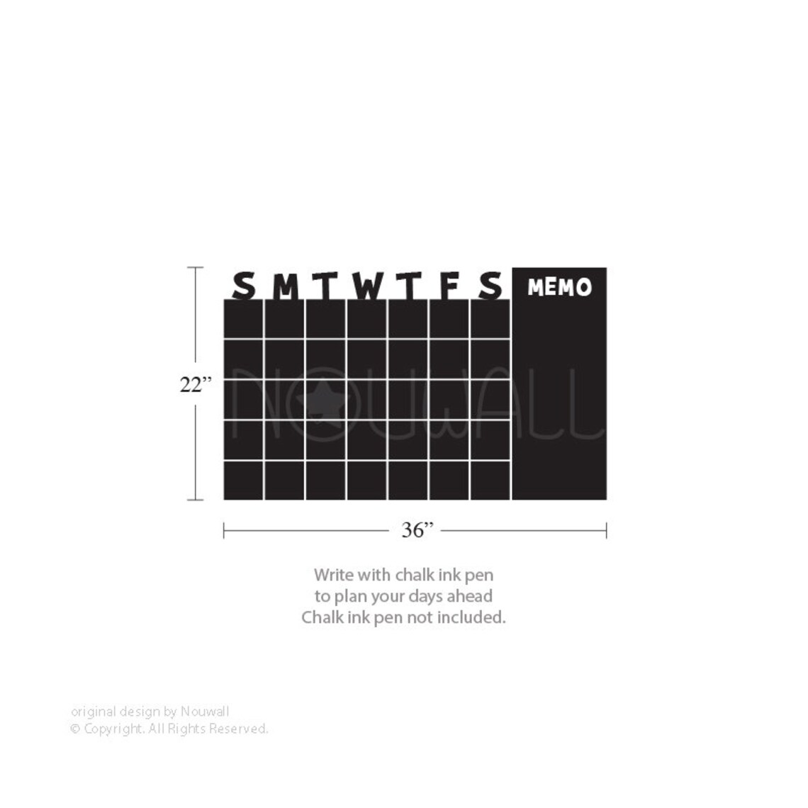 Chalkboard Wall Calendar Monthly Planner Use With Rewritable - Etsy