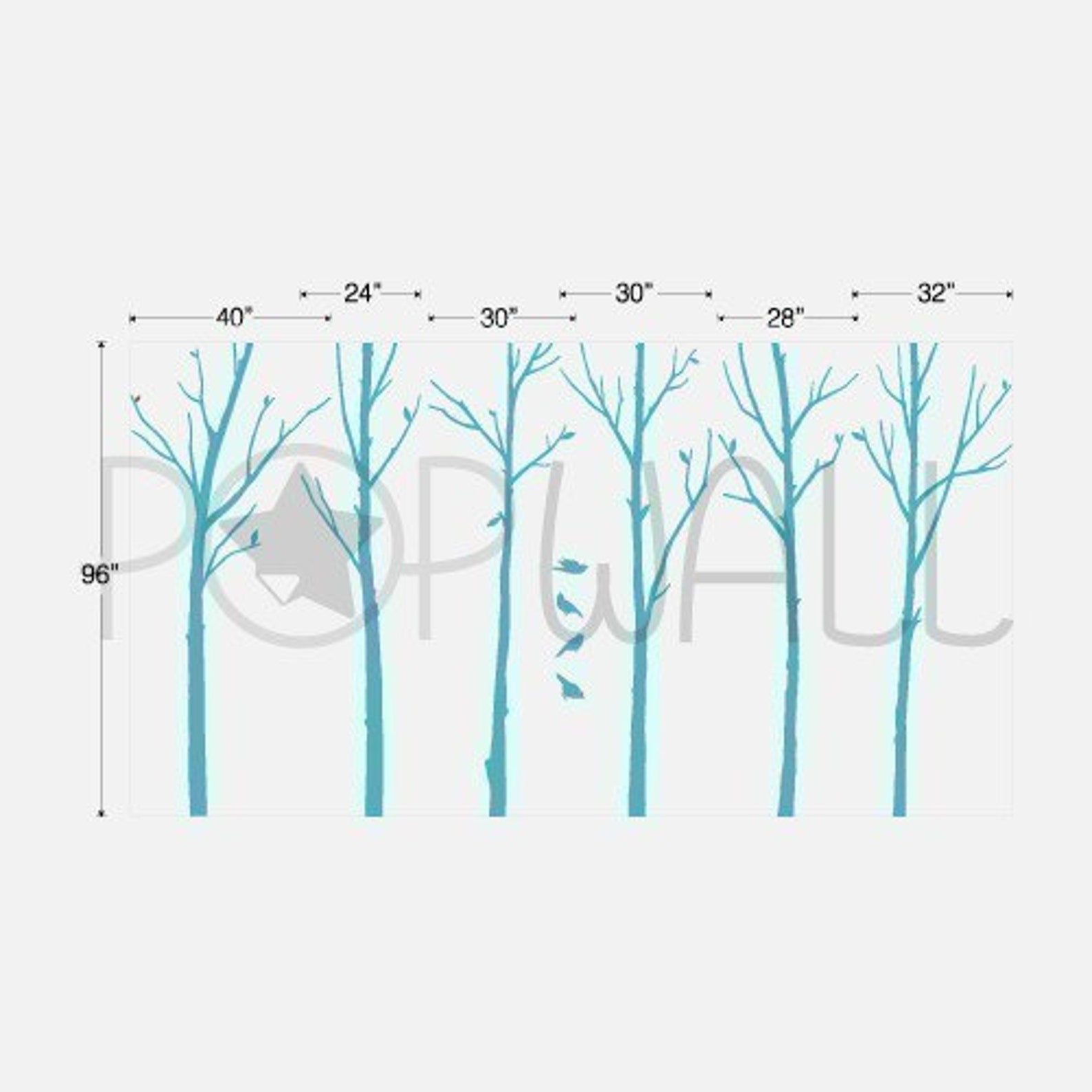 Leafy Winter Tree Wall Decal Living Room Birds Wall Decal Wall Sticker ...